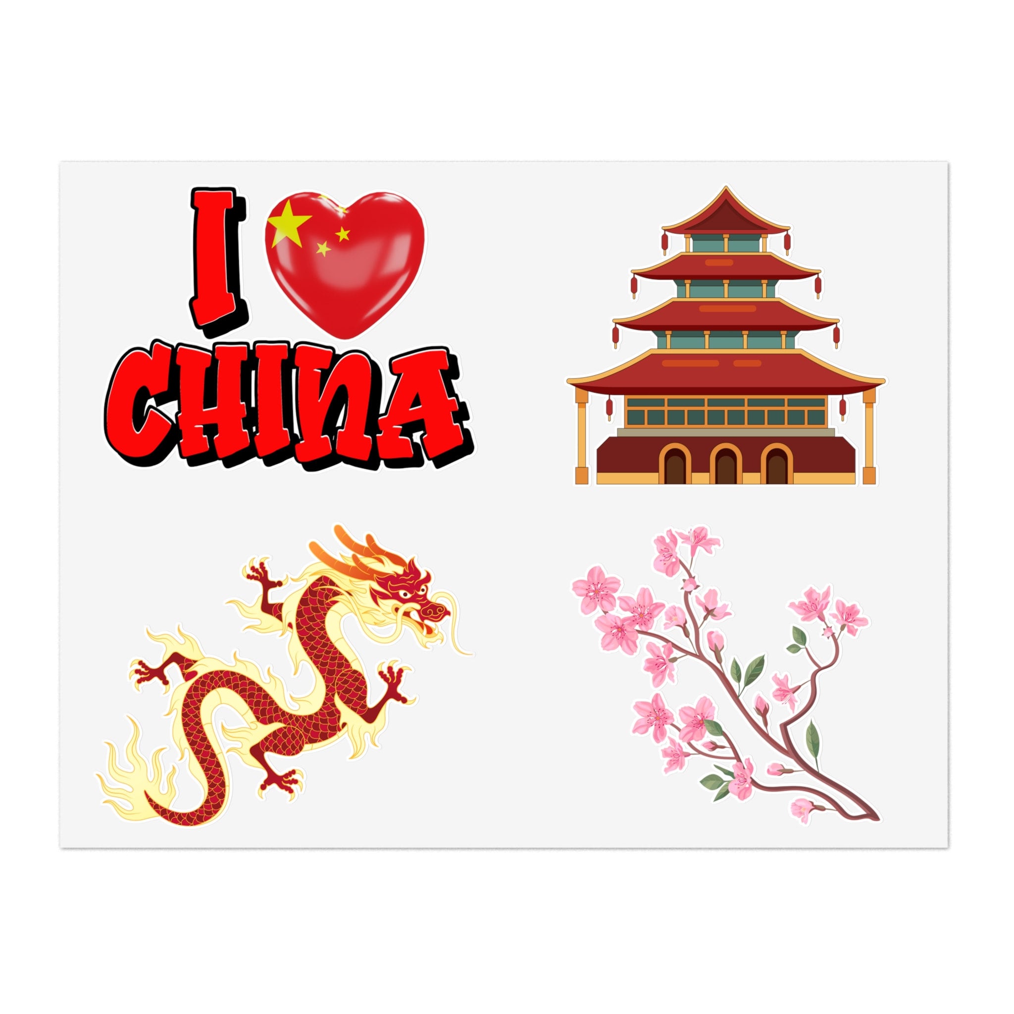 Chinese Inspired Sticker Sheet, Oriental Decorative Stickers, China ...