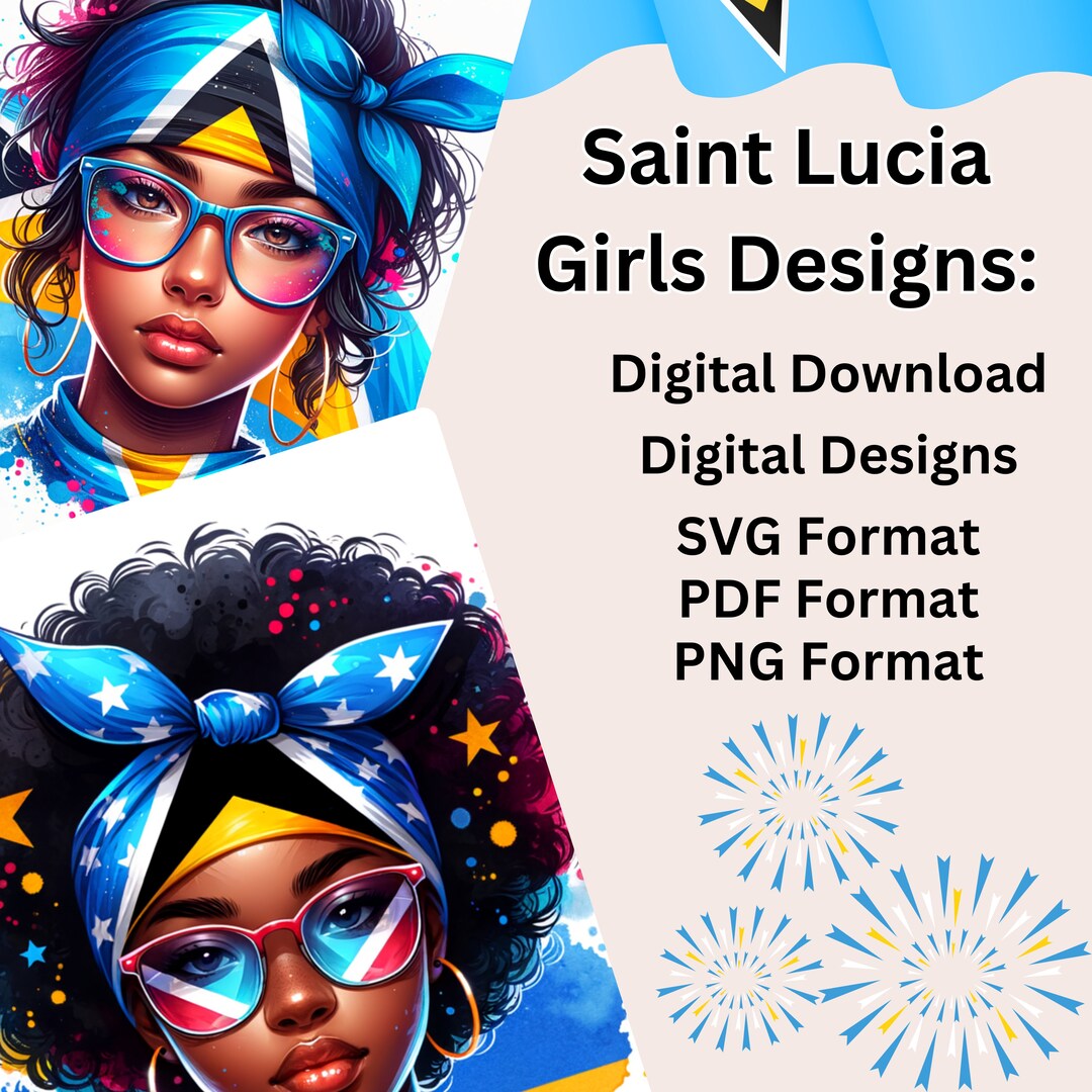 Saint Lucia Girls Clipart: SVG, PNG, PDF (digital Download) - Etsy
