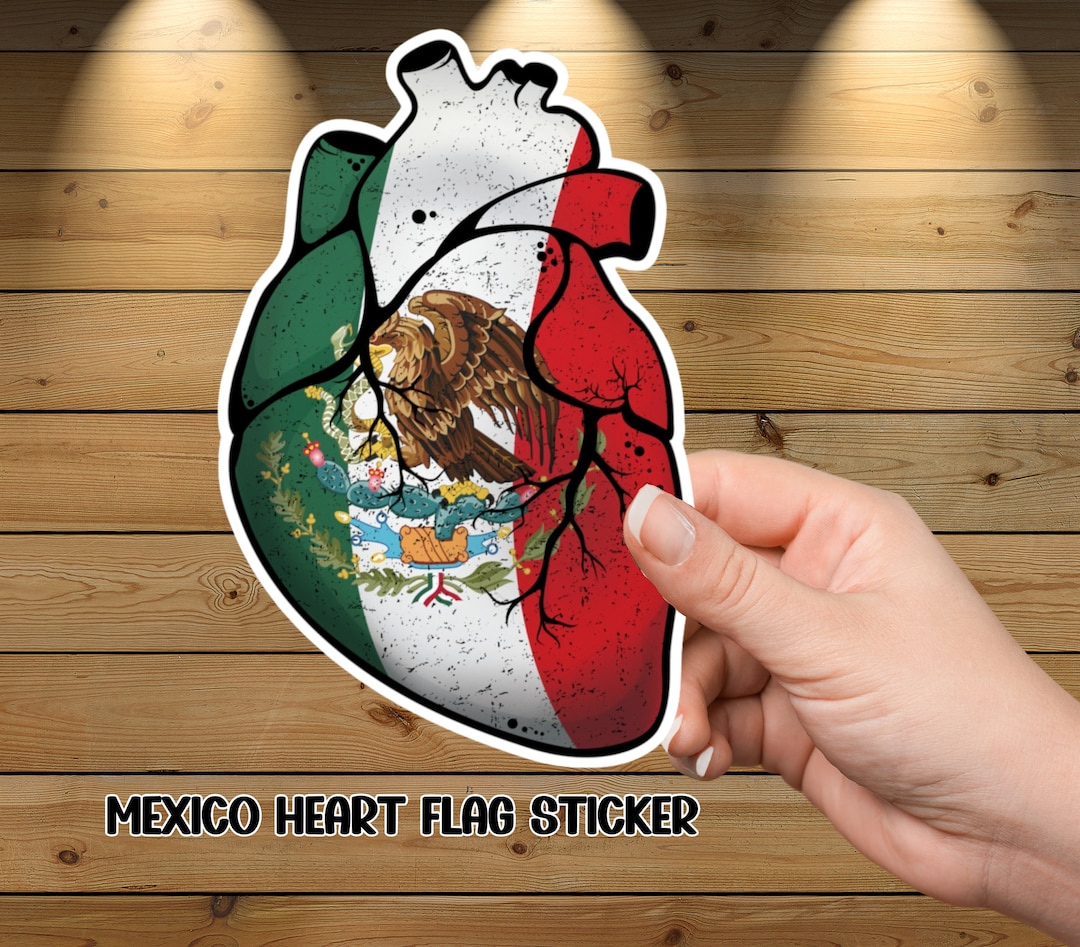 Mexico Flag Heart Sticker: Mexican Pride Decal - Etsy