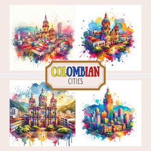 Colombian City Skyline Acrylic Paintings, Modern Acrylic Artwork ...