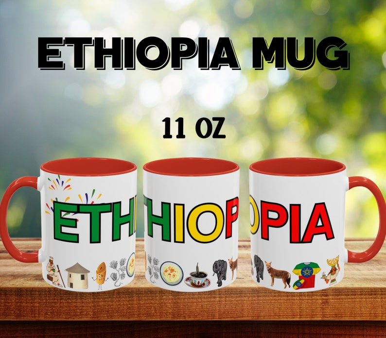 Ethiopia Inspired Mug With Detailed Country Illustrations, Gift Mug for ...