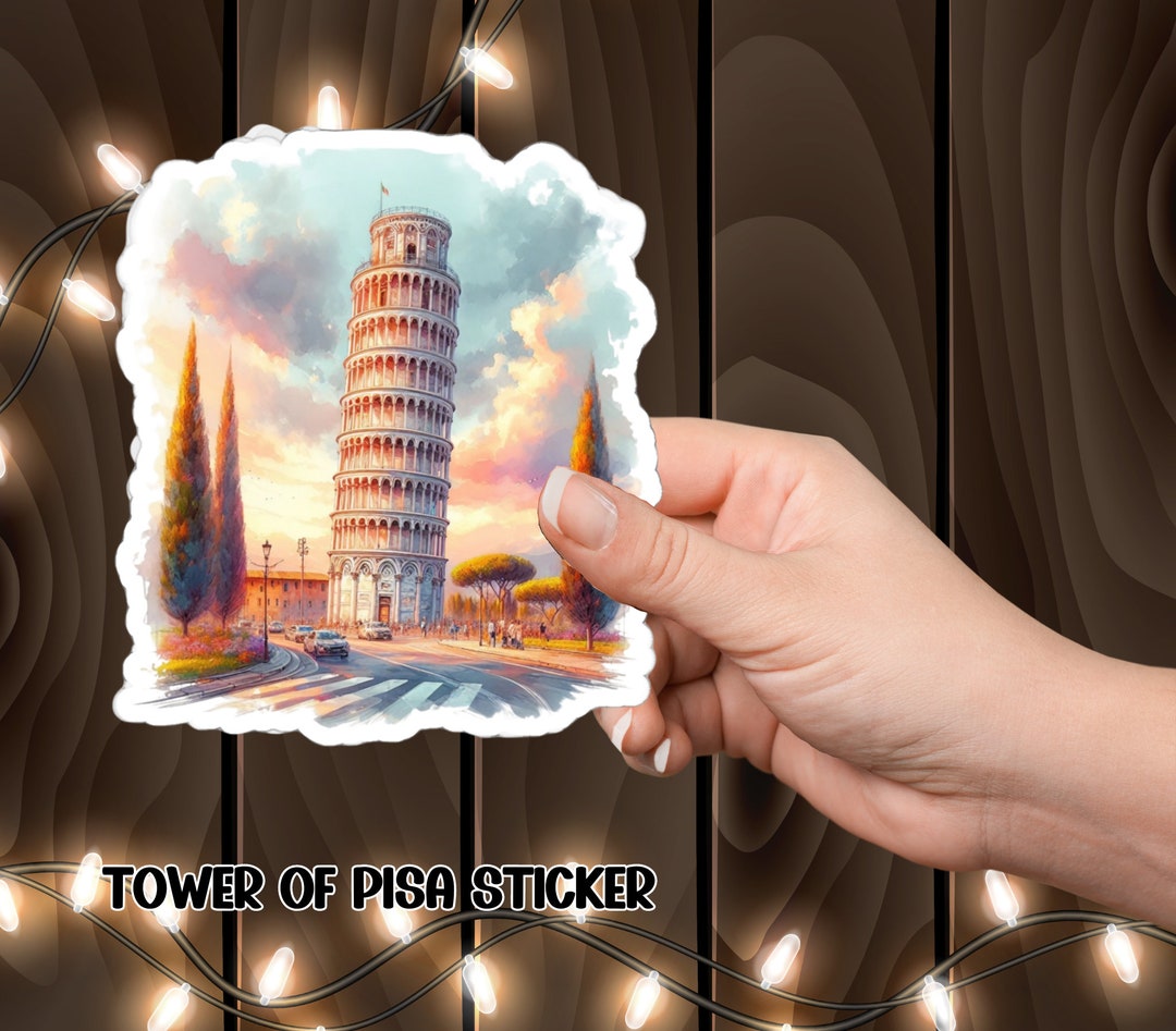 Vintage Style Sticker of the Tower of Pisa, Illustrated Travel Decal ...