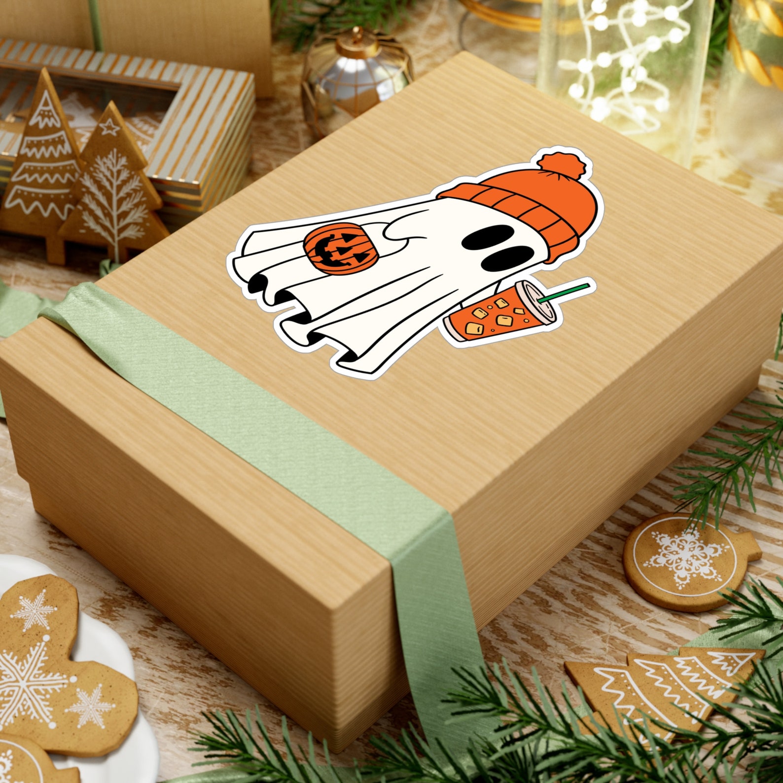 Adorable Halloween Ghost Sticker for Coffee Lovers, Halloween Stickers ...