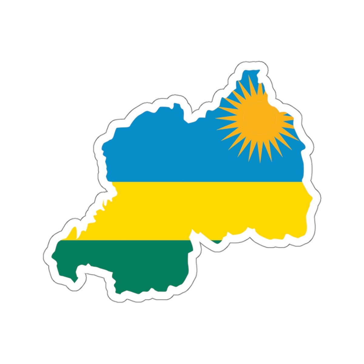 Rwanda Map Sticker, Custom Travel Decal, Colorful Rwanda Map Sticker ...