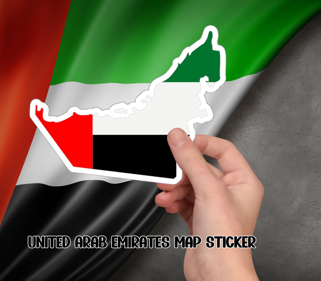 United Arab Emirates Map Sticker, Travel Inspired Decal, Colorful UAE ...