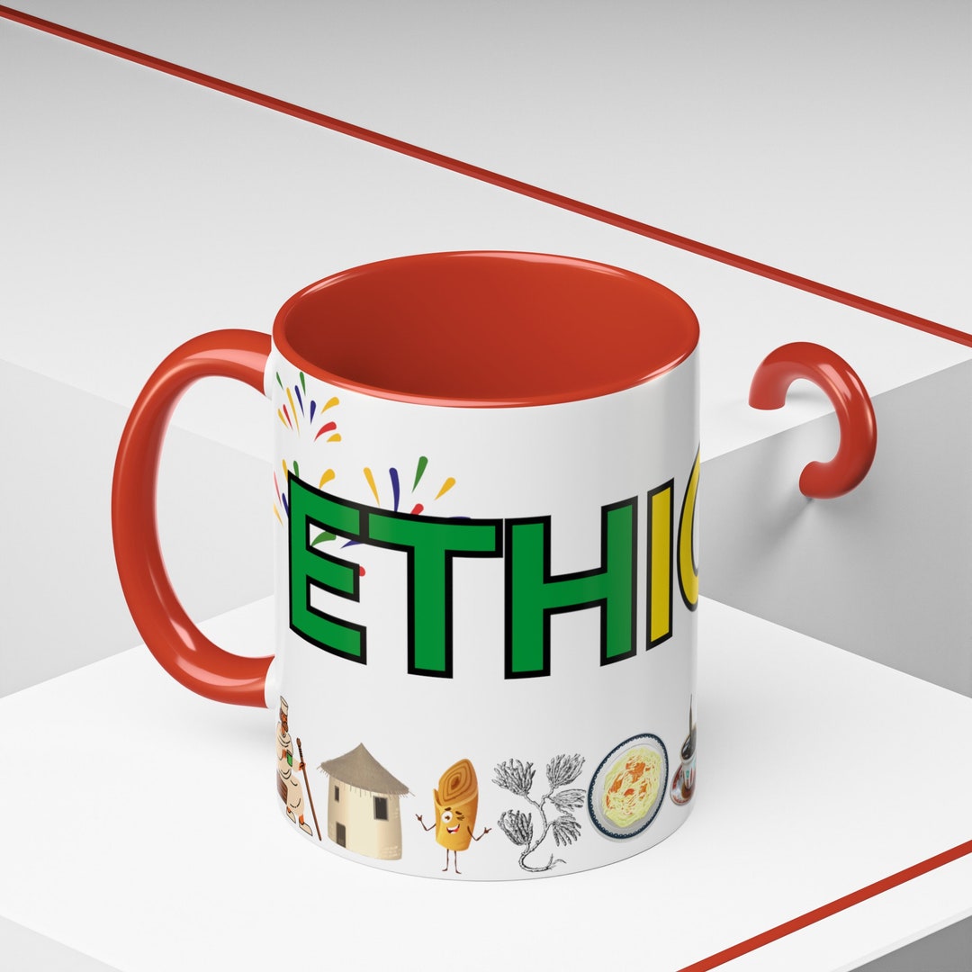 Ethiopia Inspired Mug With Detailed Country Illustrations, Gift Mug for ...