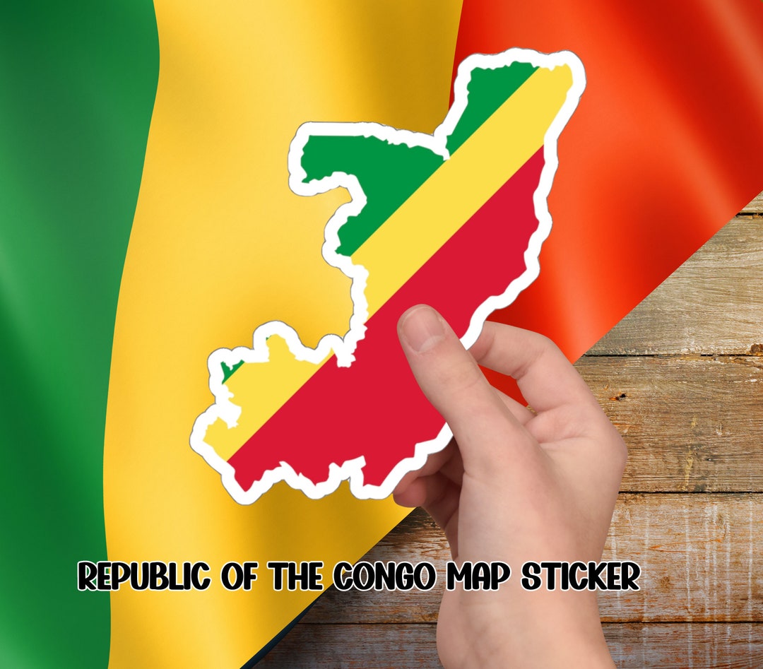 Republic of the Congo Map Sticker, Traveler's Souvenir Decal, Congo Map ...