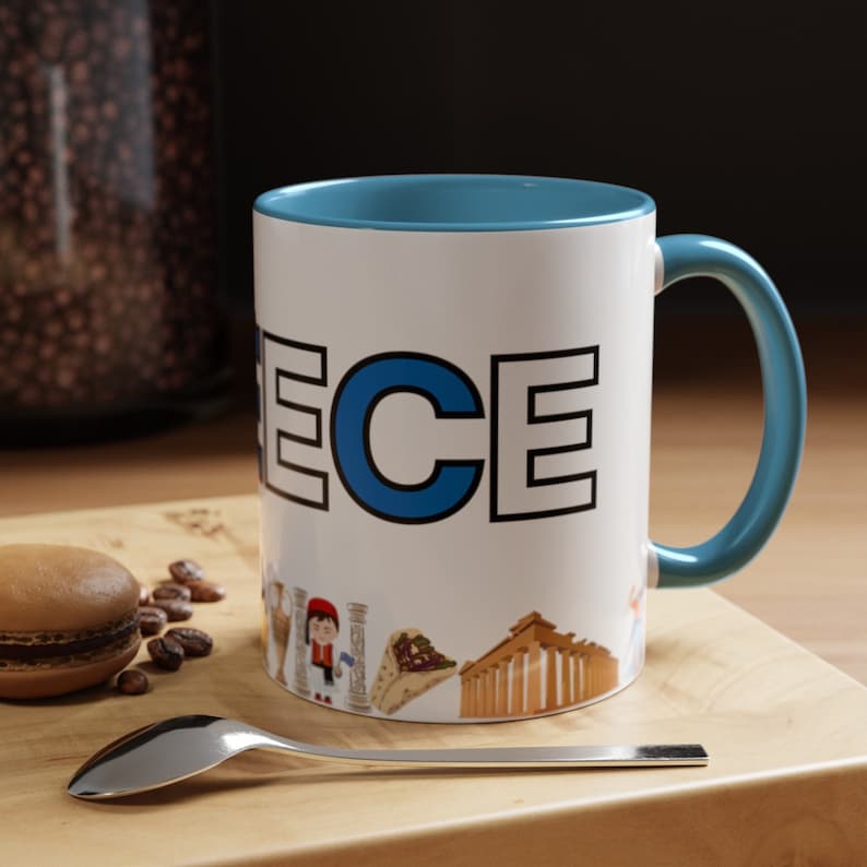 Greece Travel Mug, Ancient Greece Illustration Teacup, Grecian Charm ...
