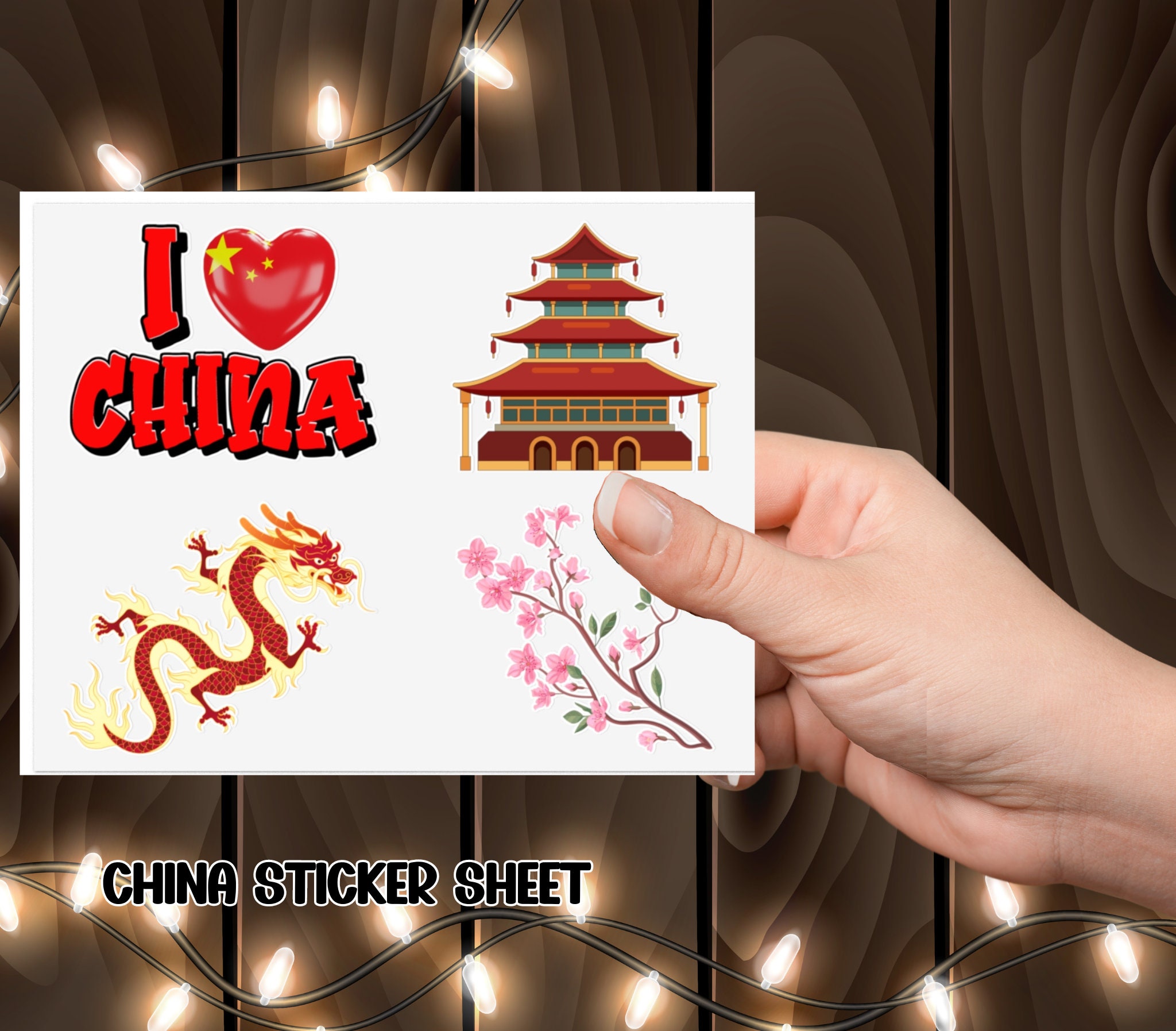 Chinese Inspired Sticker Sheet, Oriental Decorative Stickers, China ...