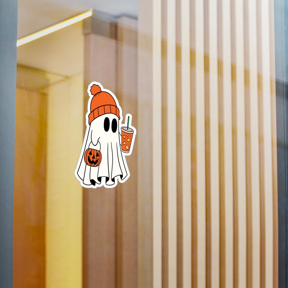 Adorable Halloween Ghost Sticker for Coffee Lovers, Halloween Stickers ...