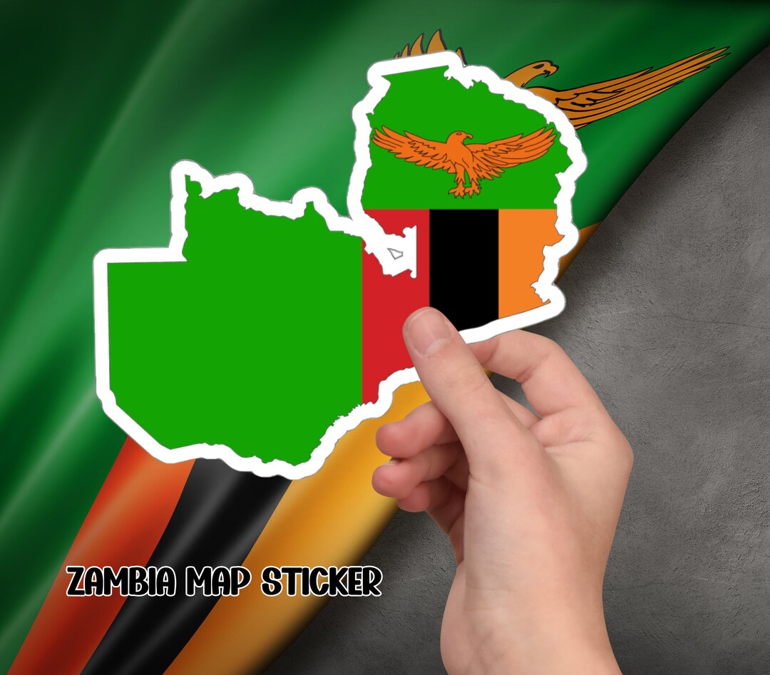 Colorful Zambia Map Sticker, Adventure Ready Laptop Decal, Zambia Map ...