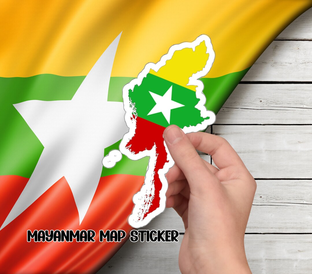 Colorful Myanmar Map Sticker for Scrapbooking and Crafts, Vintage ...