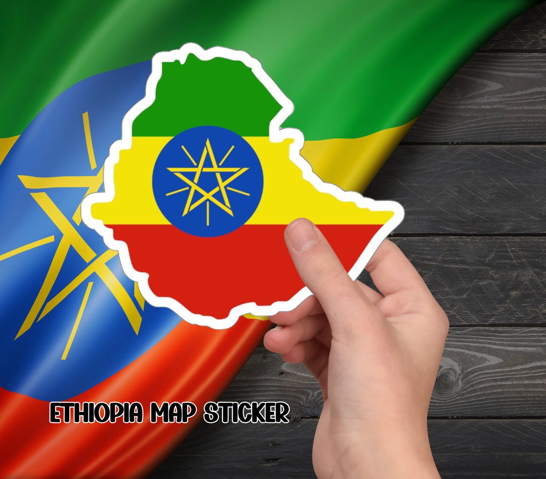 Ethiopia Map Sticker: Ethiopian Flag Vinyl Decal - Etsy