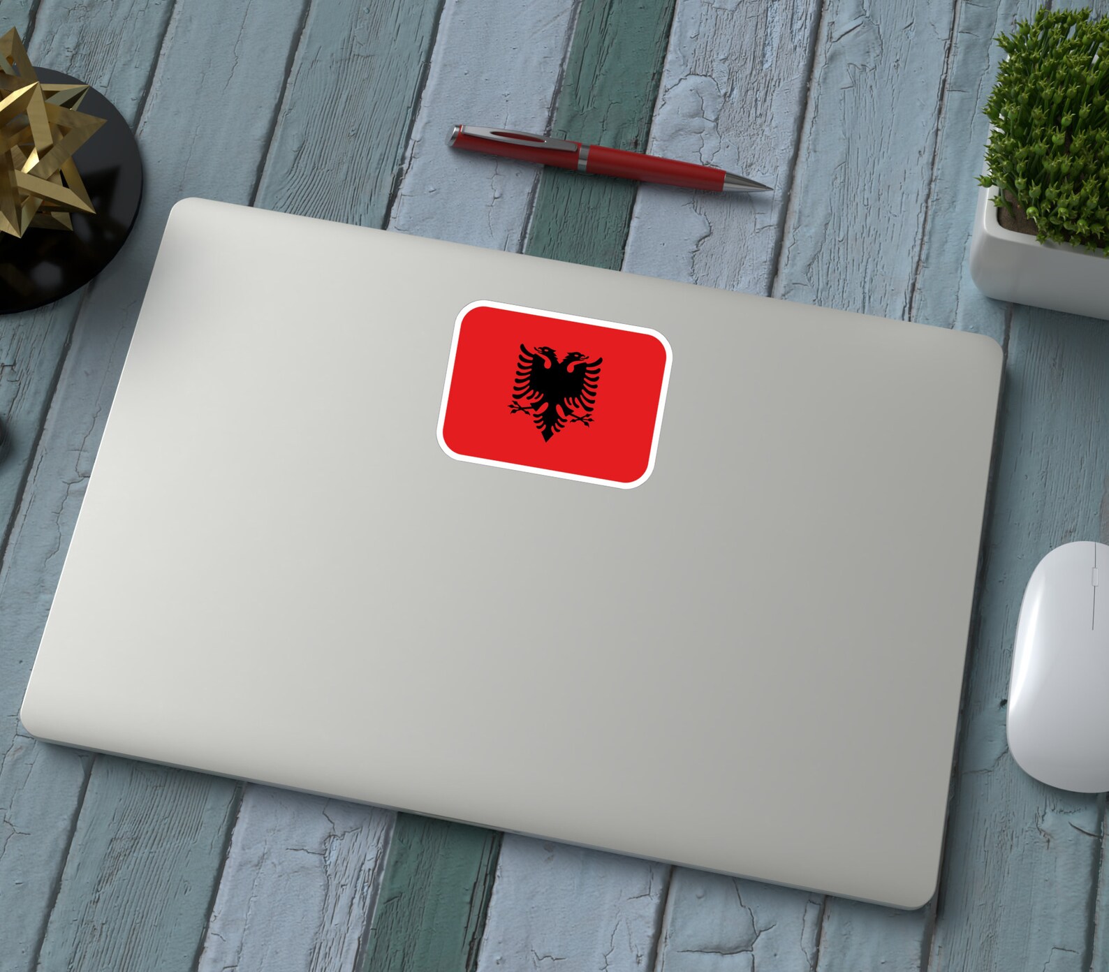 Albanian Flag Sticker, Patriotic Decal for Laptop, Albanian Pride ...