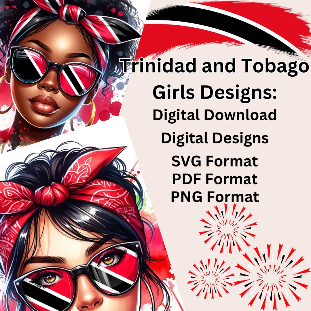 SVG, PNG, PDF Digitalbilder, Trinidad und Tobago Mädchen Sofort ...