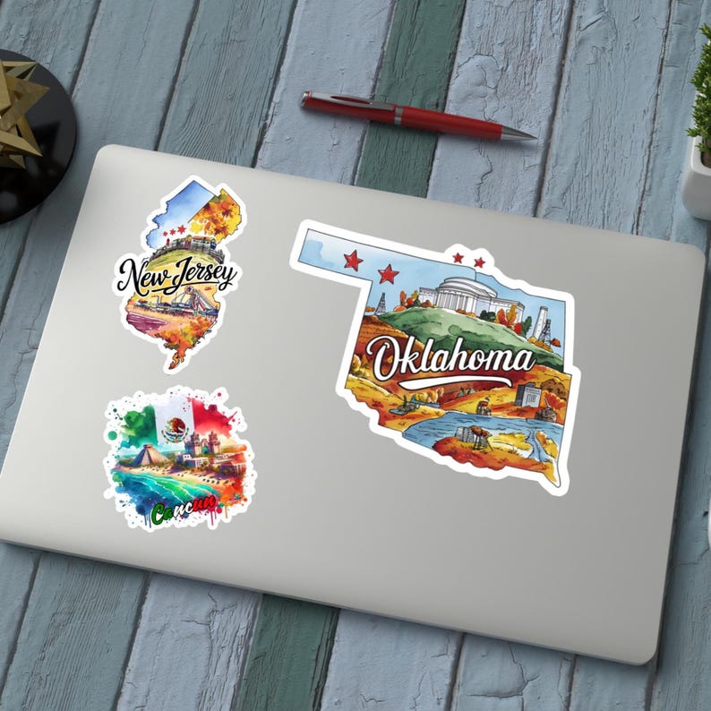 Oklahoma State Map Sticker: USA Travel Souvenir, Laptop Decal - Etsy