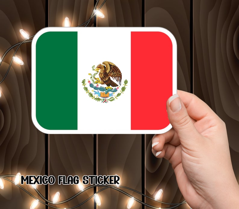 Colorful Mexico Flag Vinyl Sticker, Travel Inspired Decor, Vibrant Mexico Flag Sticker, Mexican ...
