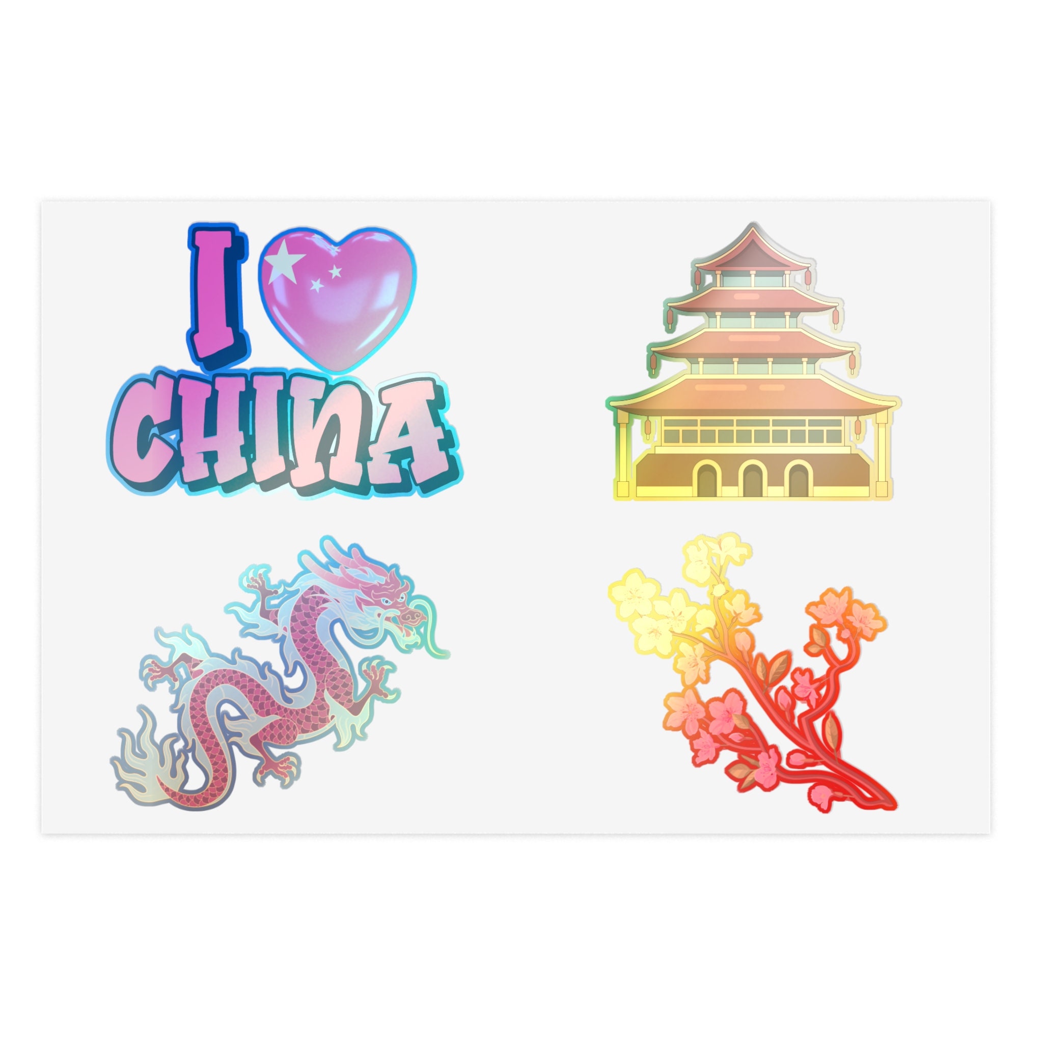 Chinese Inspired Sticker Sheet, Oriental Decorative Stickers, China ...