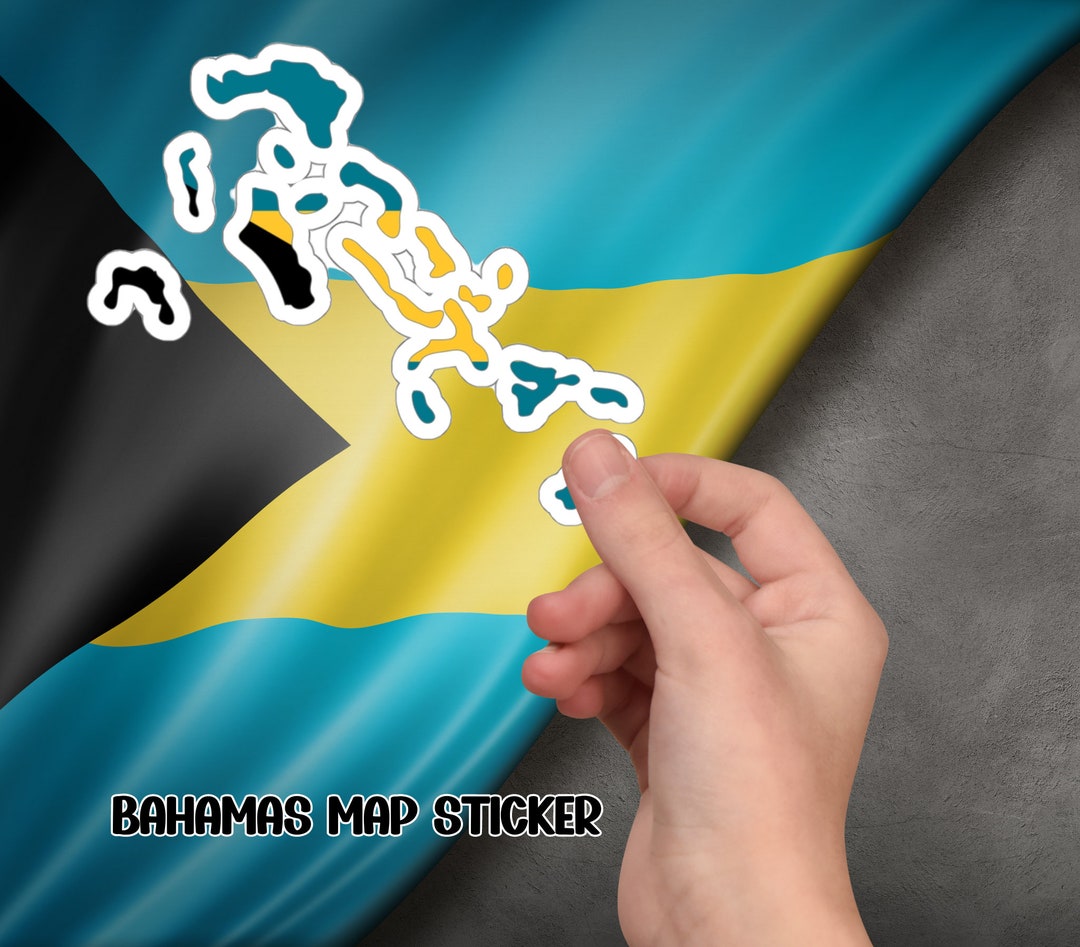 Colorful Bahamas Map Sticker, Tropical Beach-inspired Decal, Bahamas ...