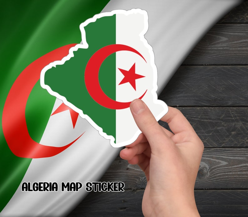 Algeria Map Sticker, Colorful Algeria Map Sticker, Unique Travel ...