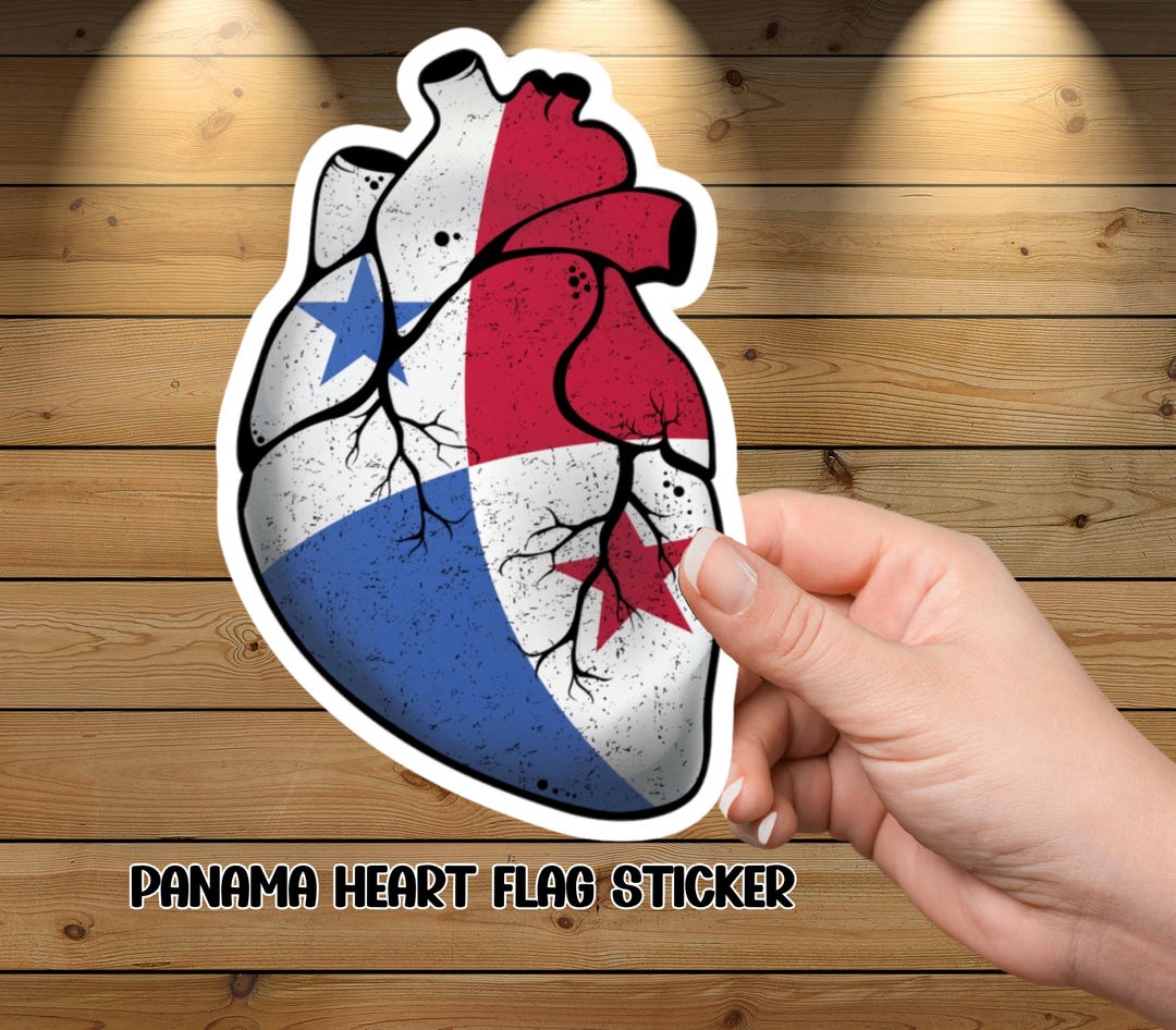 Panama Heart Flag Sticker, Kiss-cut Vinyl Decals, Panama Flag Decal ...