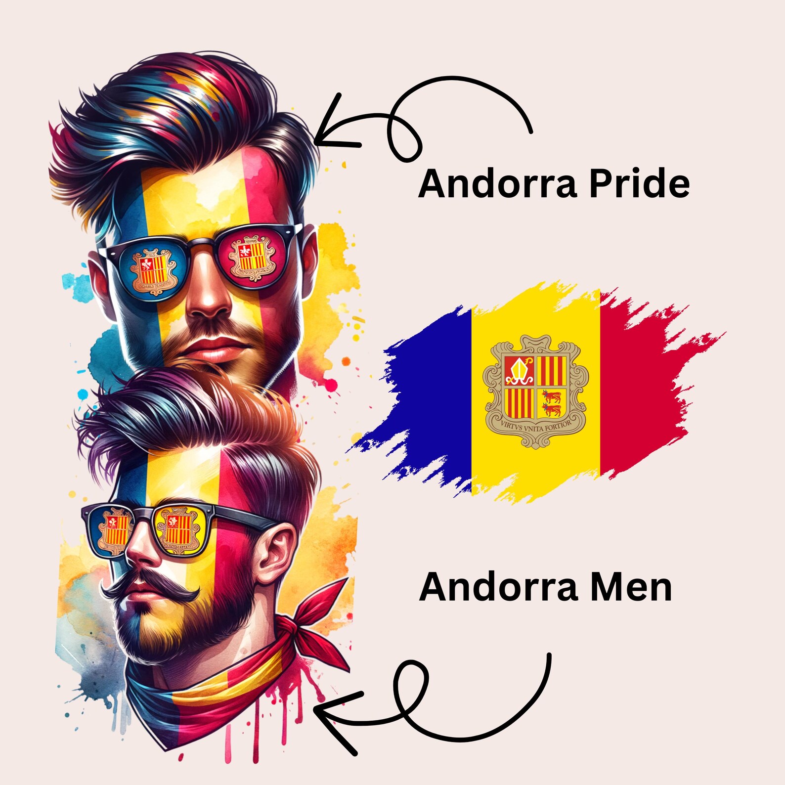 Andorra Men Clipart: Pride Design (SVG, PNG, PDF) - Etsy