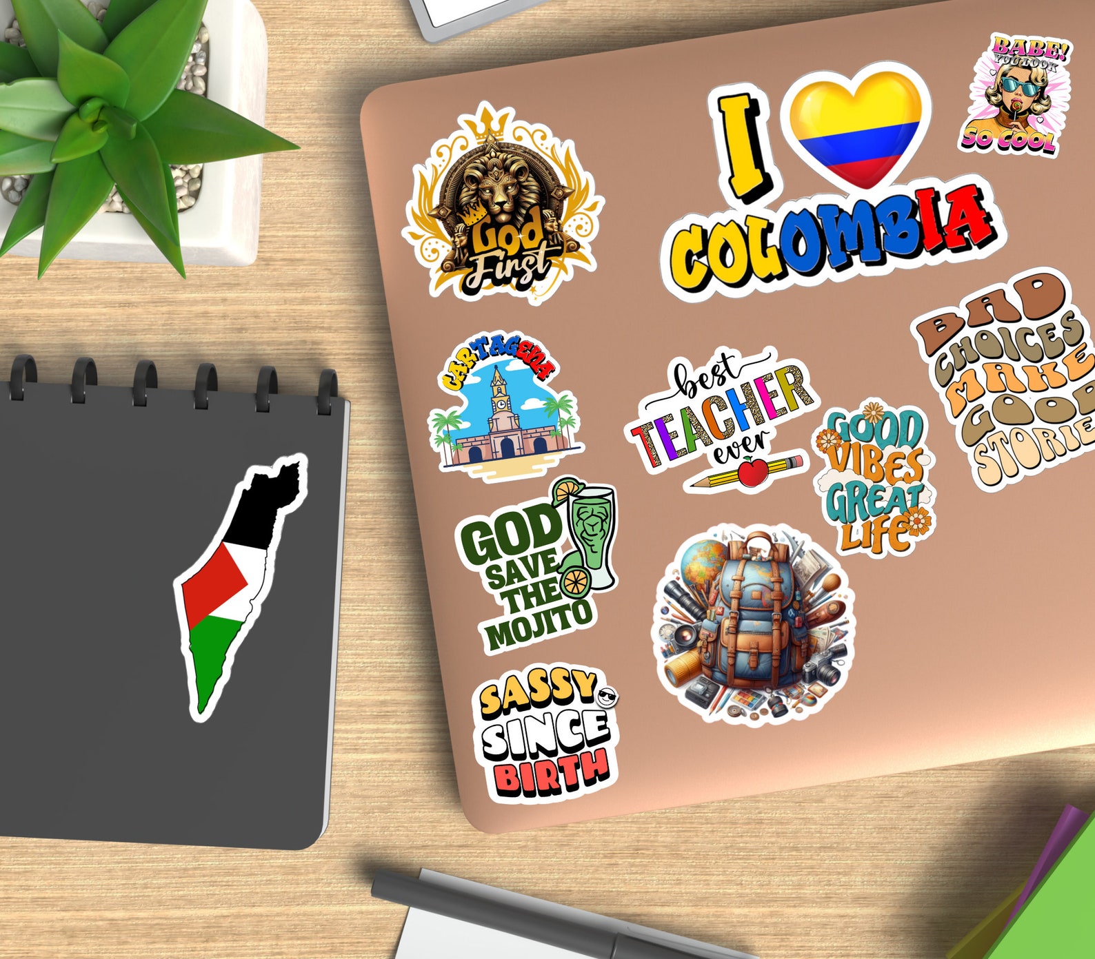 Palestine Map Sticker, Unique Decal for Laptop, Car, Colorful Palestine ...
