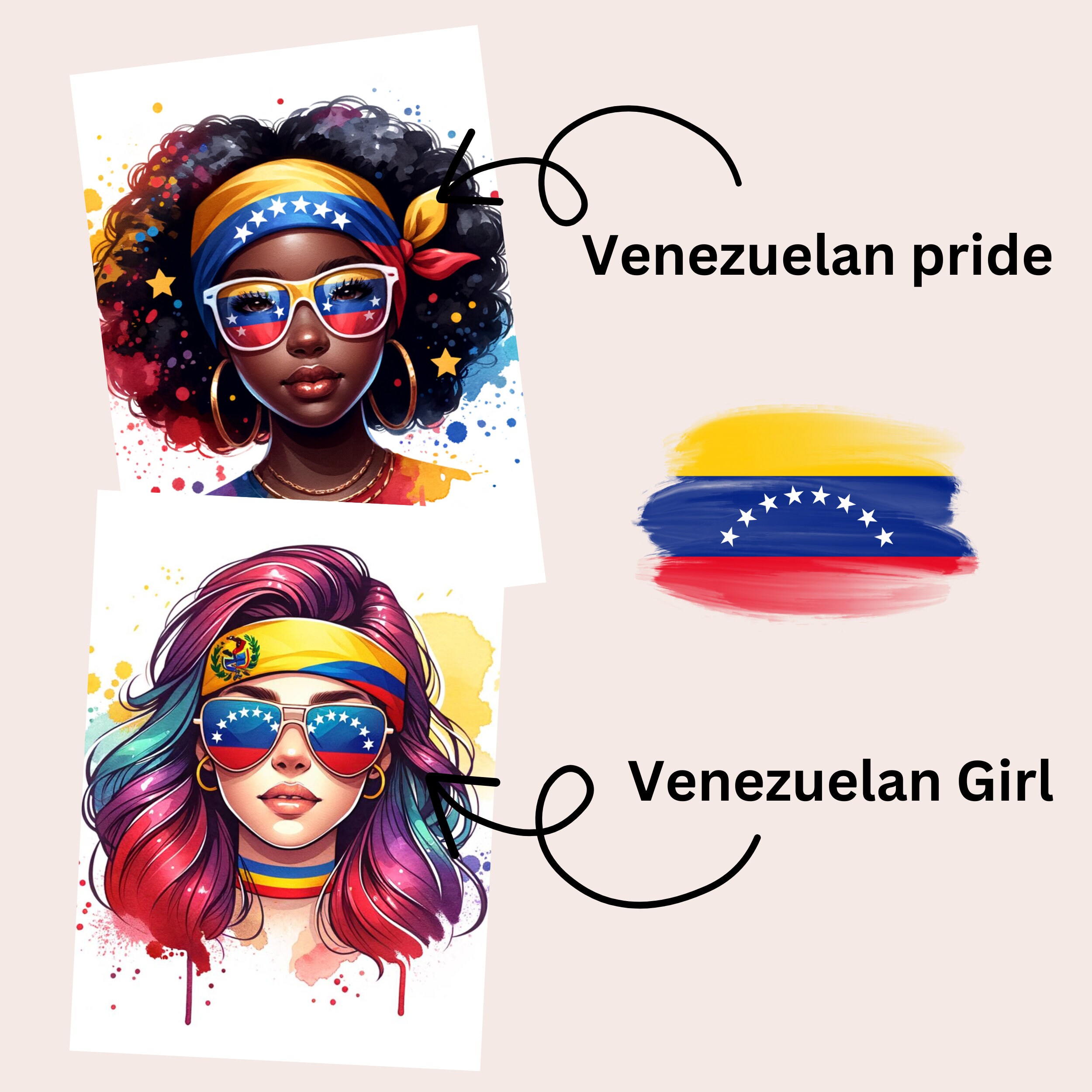 Venezuelan Girls Clipart: Latina Pride, SVG PNG PDF (digital Download ...