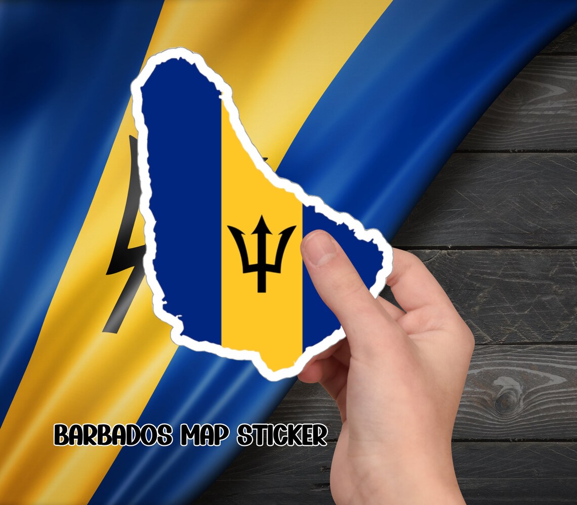 Barbados Destination Map Sticker, Travel Souvenir, Colorful Barbados ...