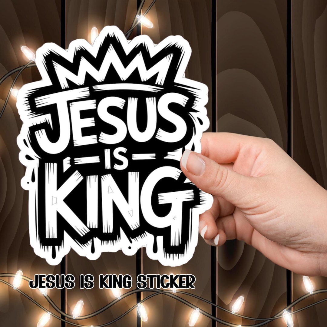 Jesus is King Sticker, Christian Faith Decal, Crown Lettering - Etsy