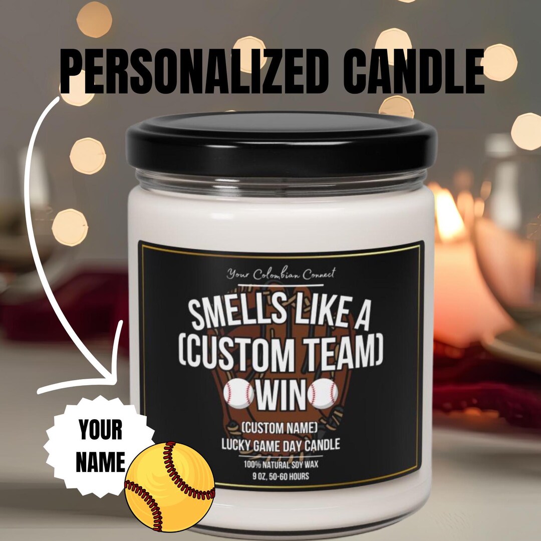 Personalized Baseball Candle, Baseball Lover Gift, Custom Baseball ...