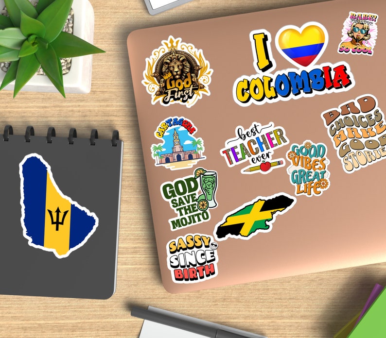 Barbados Destination Map Sticker, Travel Souvenir, Colorful Barbados ...