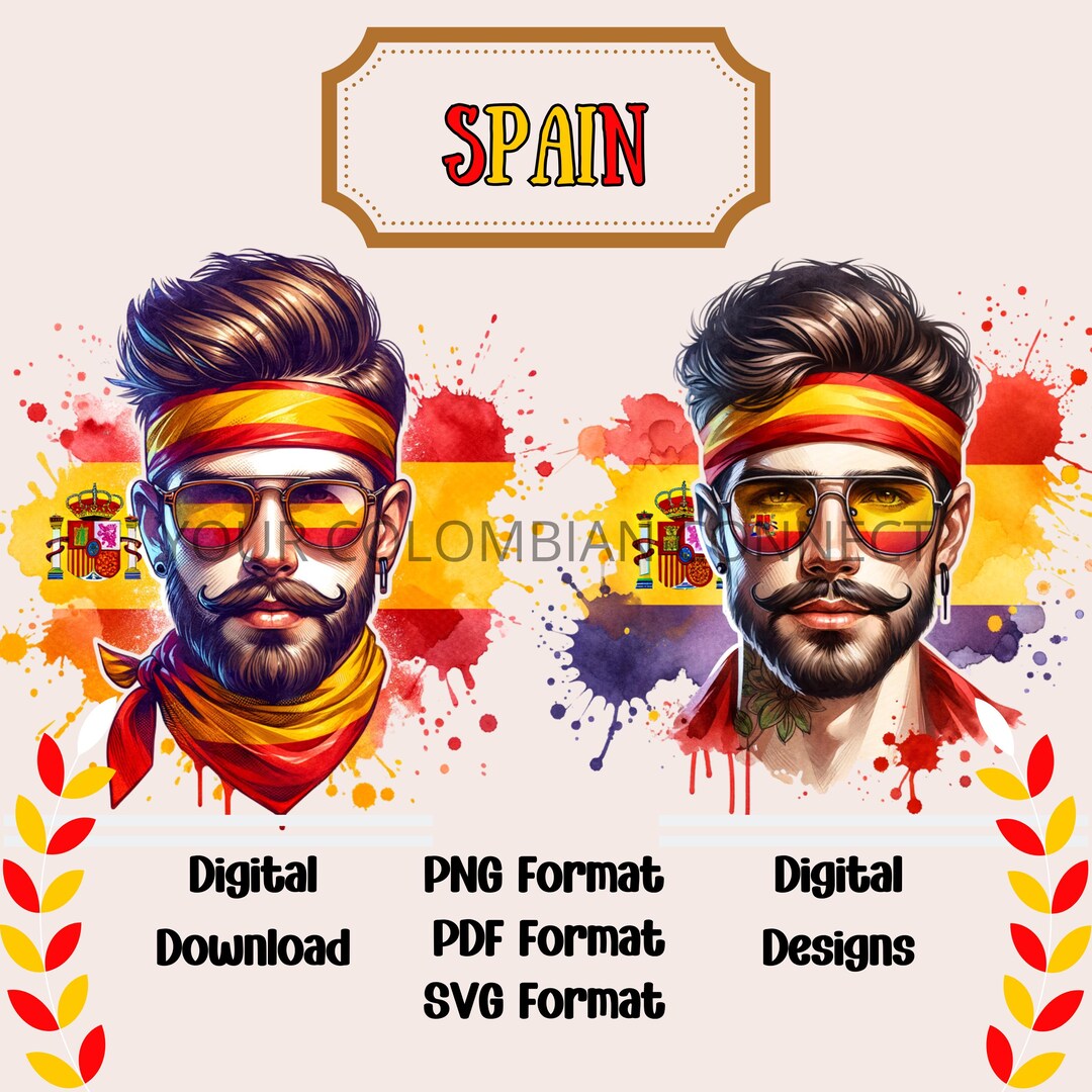 Digital Spain Men in SVG, PNG, PDF Format, Spain Pride, Digital Clipart ...