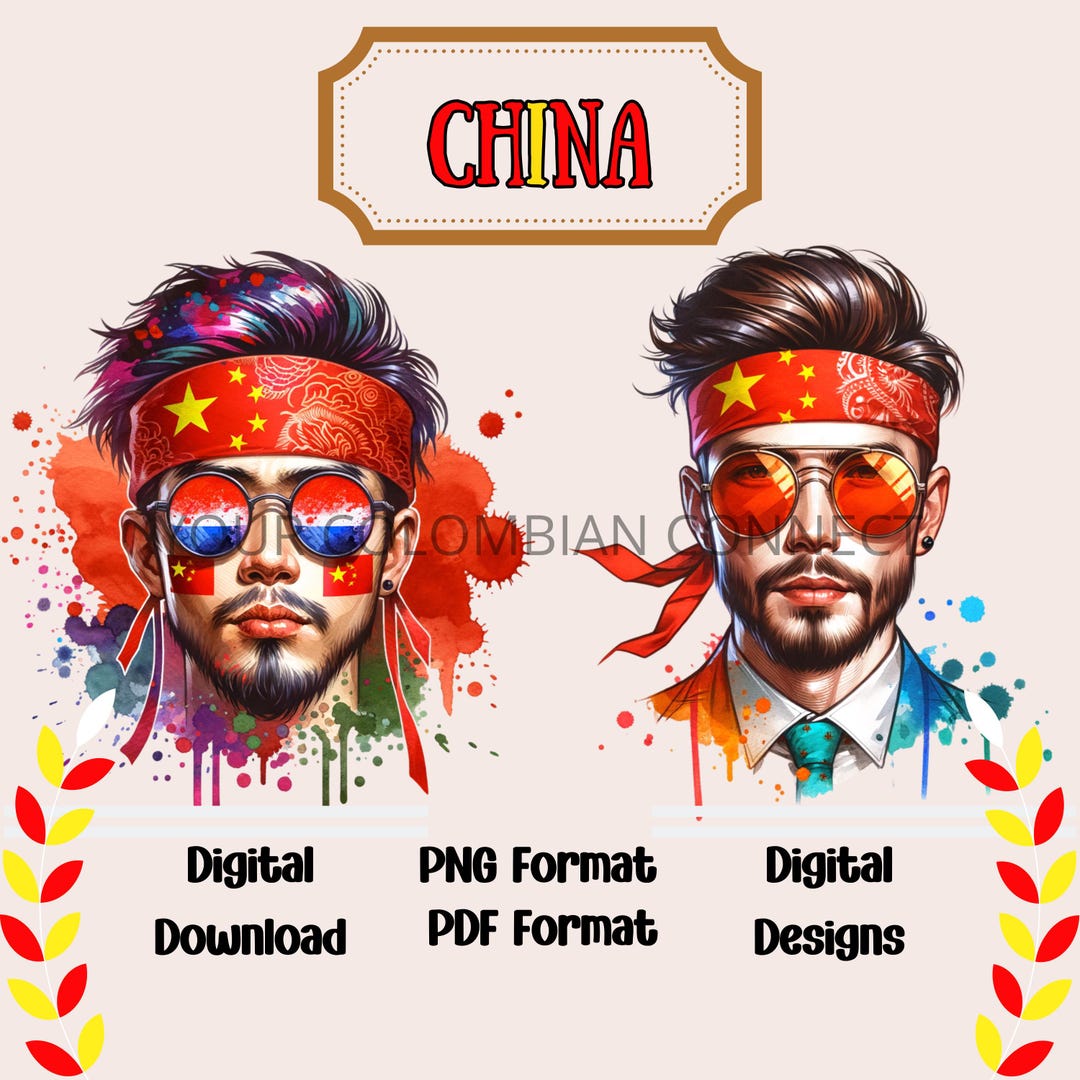 Chinese Men in PNG and PDF Formats, Chinese Pride, Digital Clip Art ...