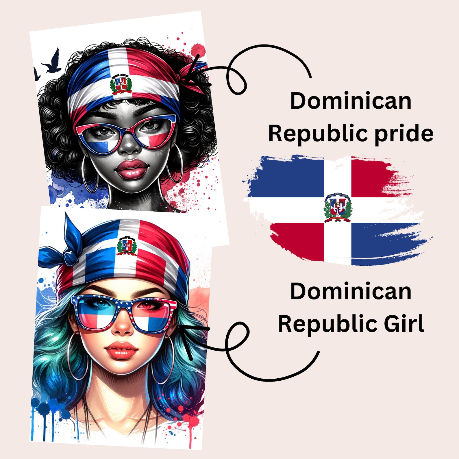 Dominican Republic Girls Clipart: SVG, PNG, PDF (digital Download) - Etsy