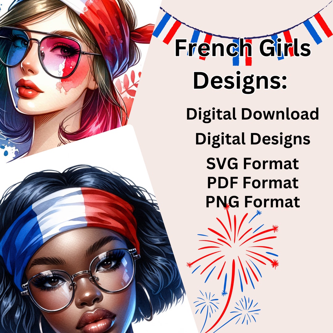 French Girls Clip Art: Parisian Pride Digital Download (SVG, PNG, PDF ...