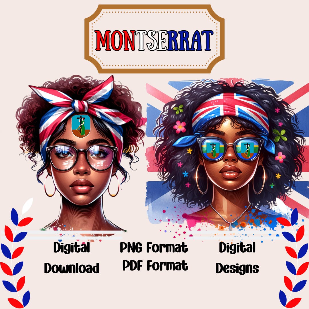 2 Montserrat Girl in PNG, and PDF Format, Montserrat Pride, Digital ...