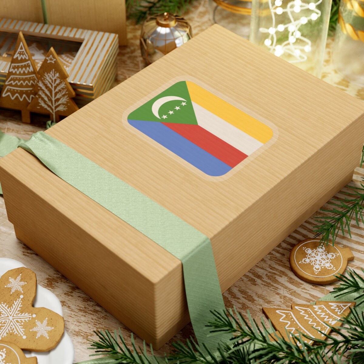 Colorful Comoros Flag Laptop Sticker, Island Souvenir Gift, Comoros ...