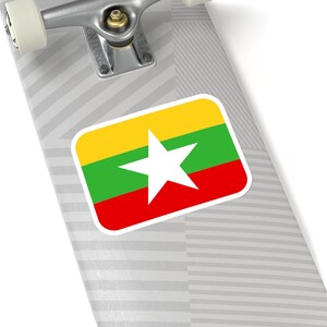 Burma National Flag Adhesive Sticker, Vinyl Decor, Patriotic Myanmar ...