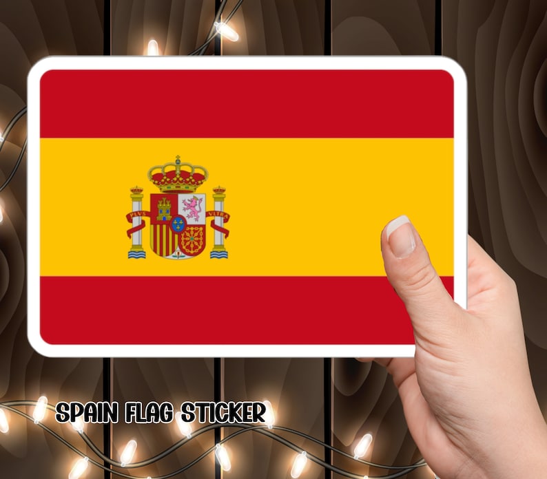 Spain National Flag Vinyl Sticker, European Country Pride Decor, Spain ...