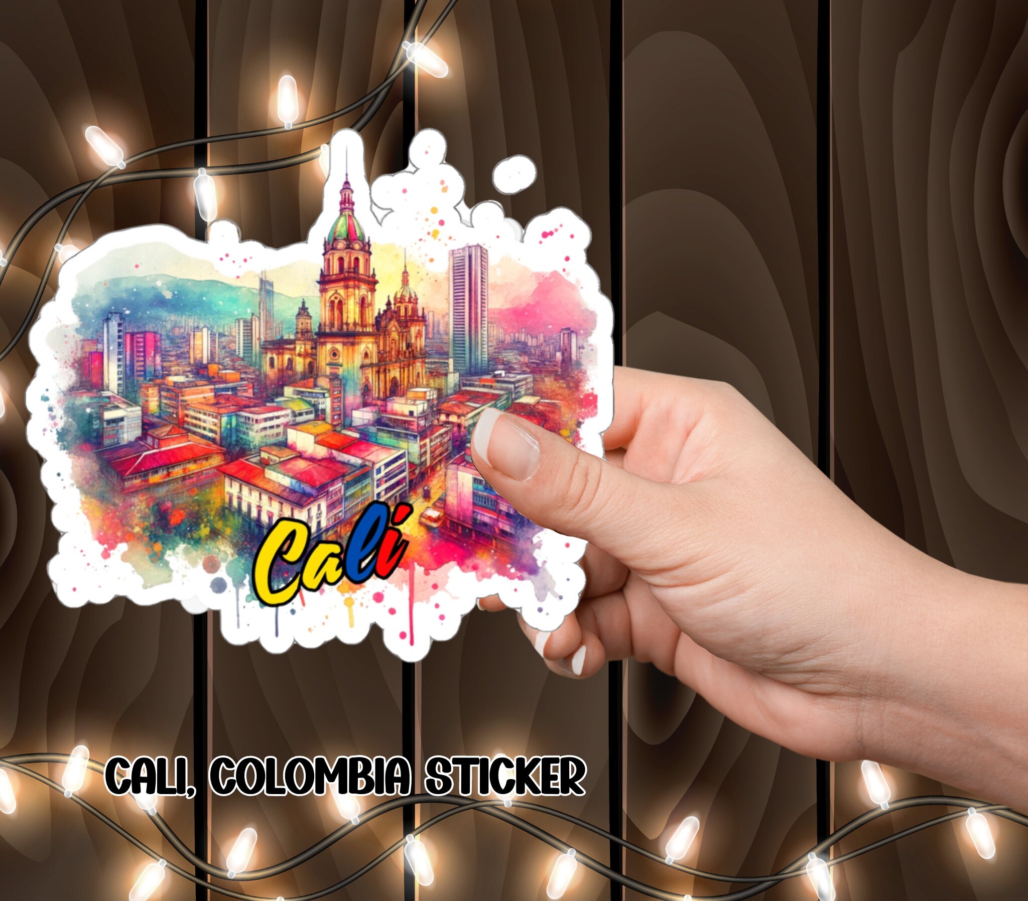 Vibrant Cali Colombia Sticker With Acrylic Illustration, Traveler's ...