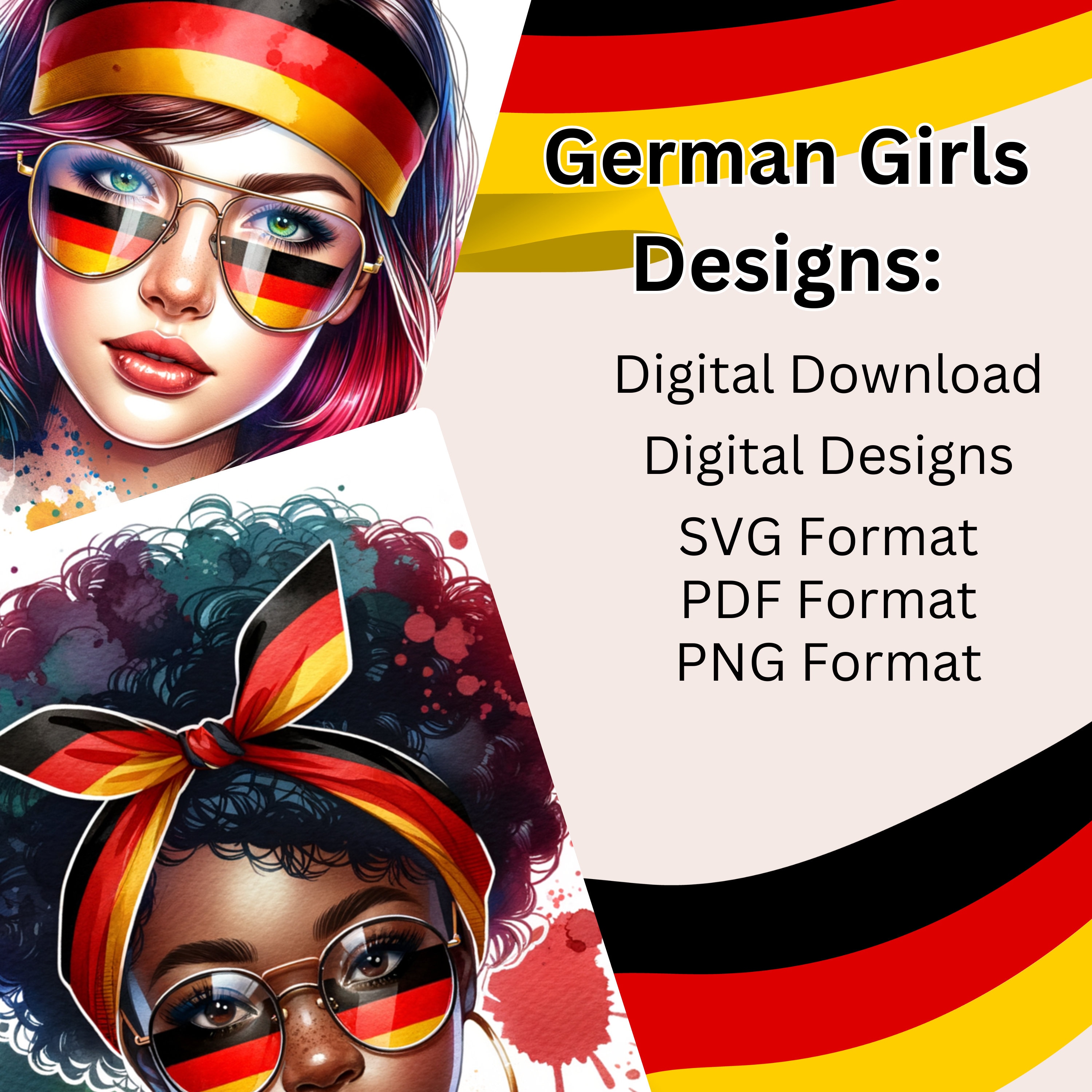 German Girls Clipart: German Pride Digital Images (SVG, PNG, PDF) - Etsy