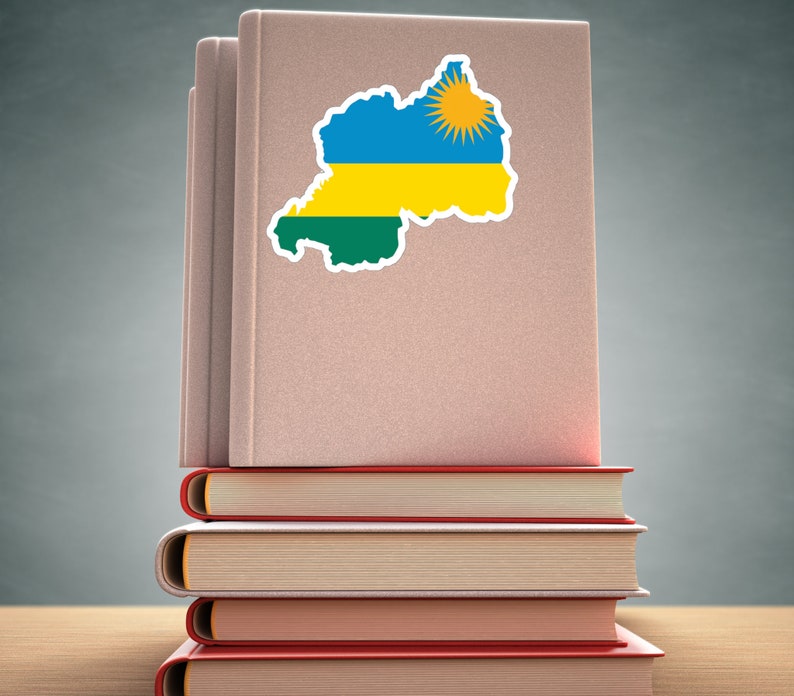 Rwanda Map Sticker, Custom Travel Decal, Colorful Rwanda Map Sticker ...