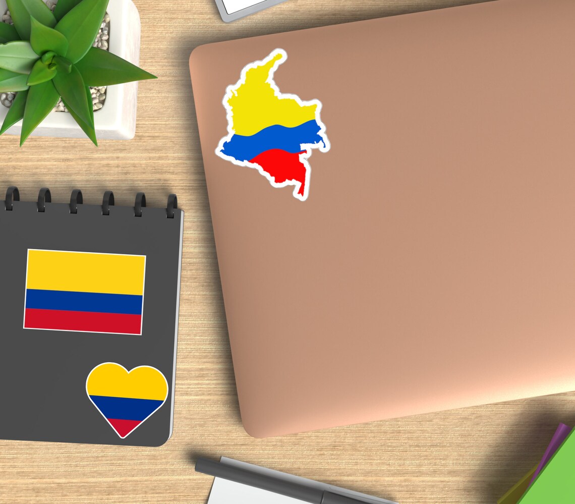 Colombian Flag Inspired Sticker Set of 4, Patriotic Vinyl Decals ...