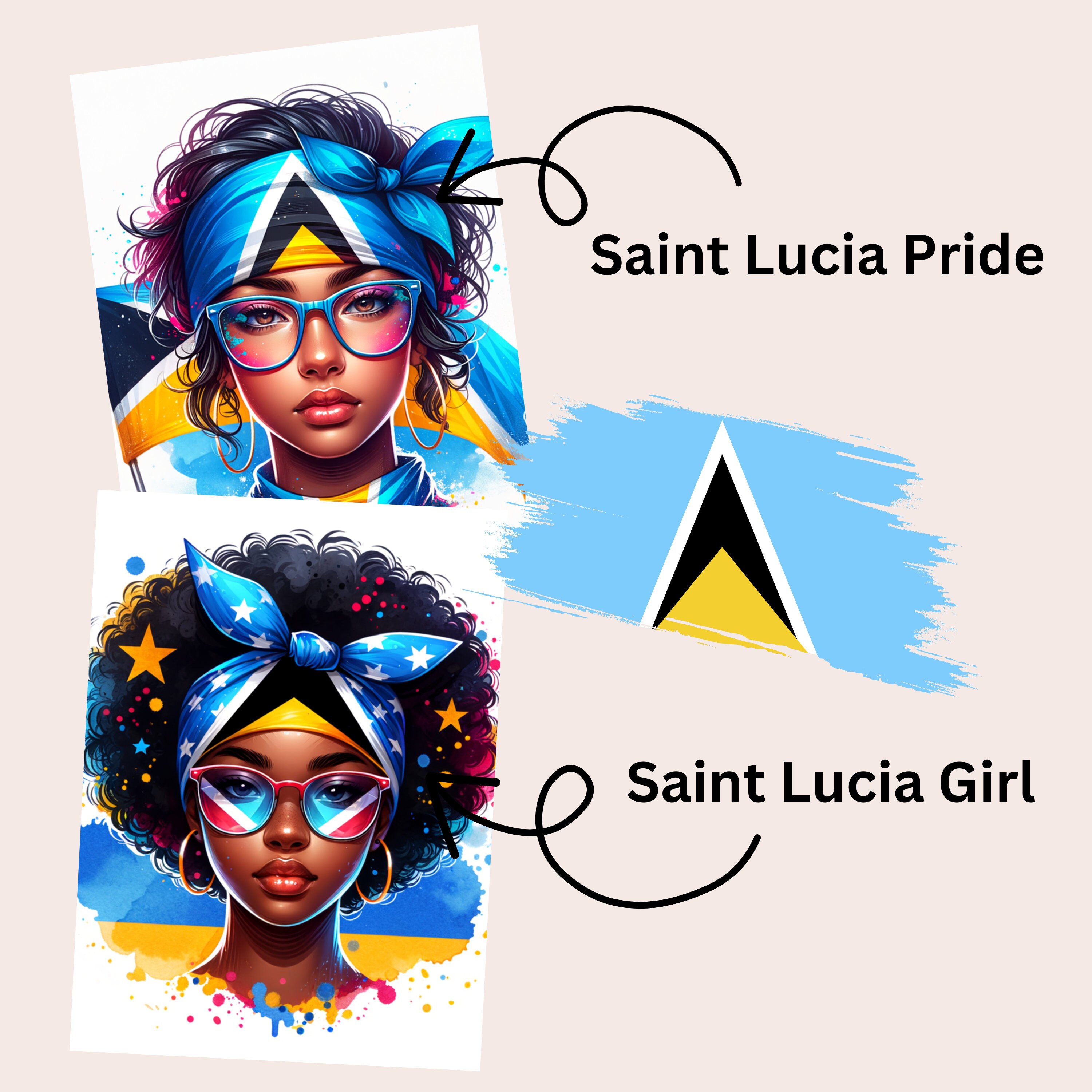 Saint Lucia Girls Clipart: SVG, PNG, PDF (digital Download) - Etsy
