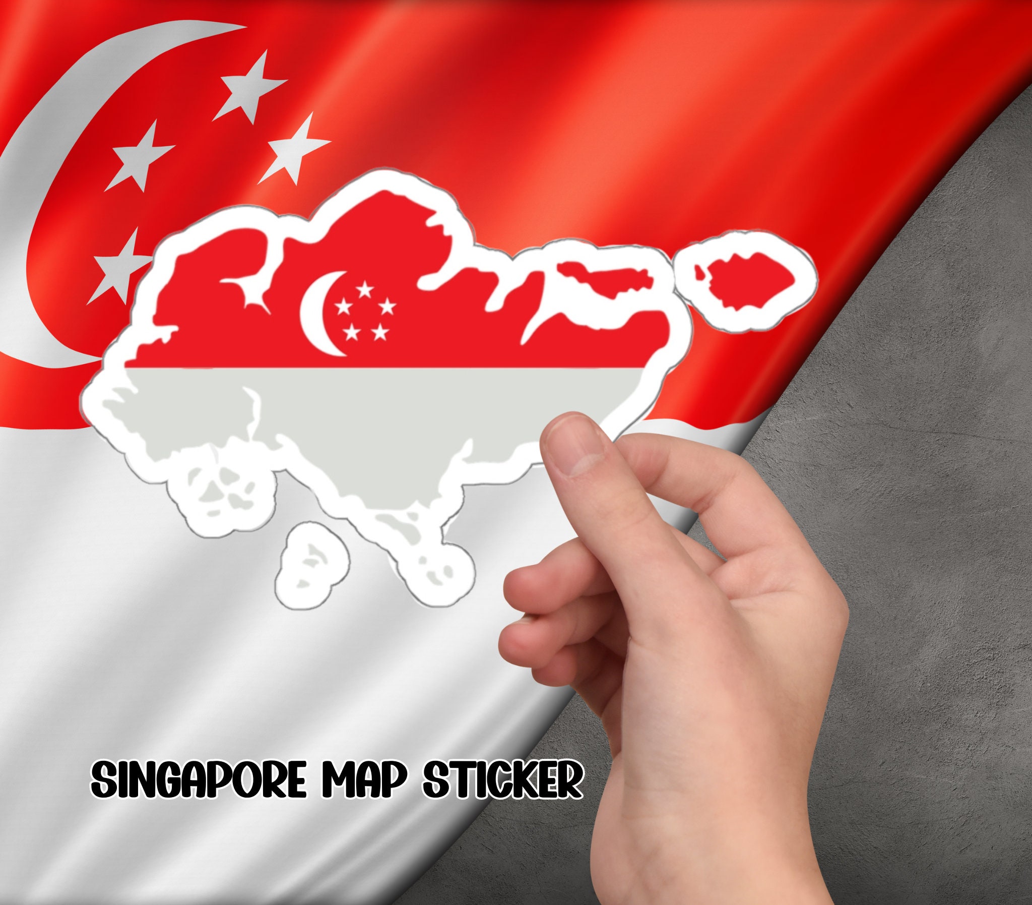 Colorful Singapore Map Vinyl Sticker, Perfect for Decorating Notebooks ...