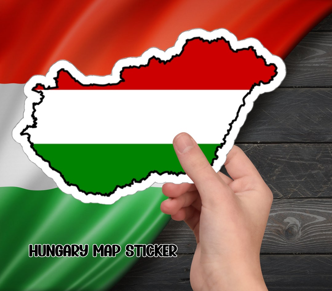 Hungary Flag Map Decal, Wanderlust Car Sticker, Colorful Hungary Map ...