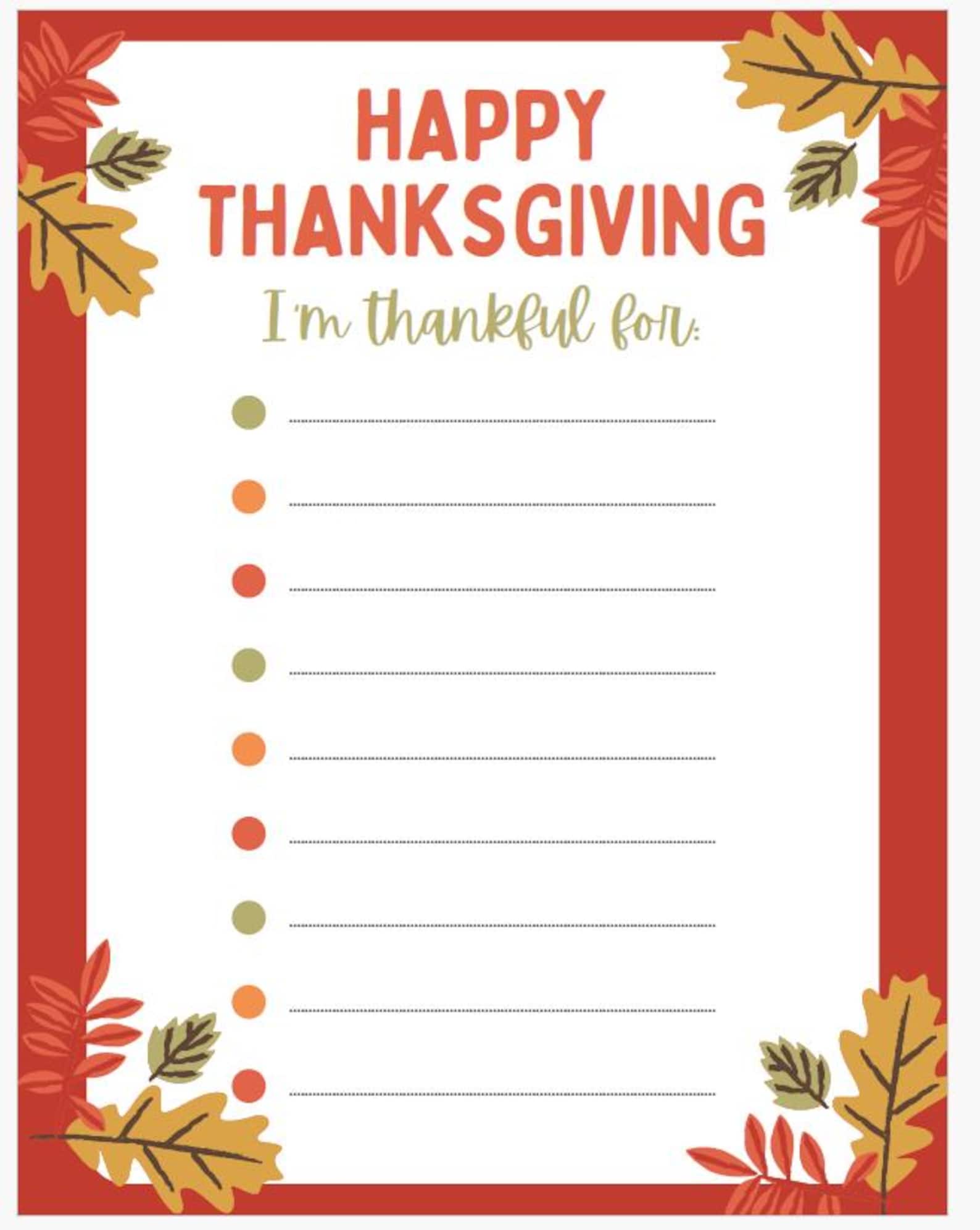 Thanksgiving Printable- I Am Thankful Activity - Etsy