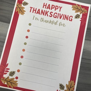 Thanksgiving Printable- I Am Thankful Activity - Etsy