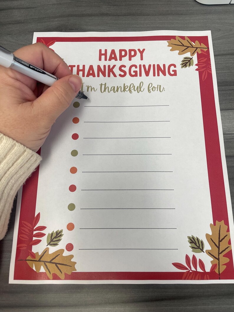 Thanksgiving Printable- I Am Thankful Activity - Etsy